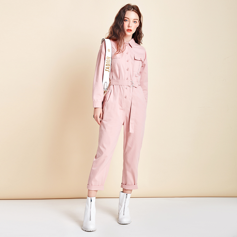 New High Waist Cotton Jumpsuit With Belt – Artka Official